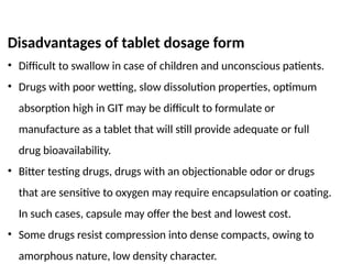 tablet dosage form introduction and its some types | PPTX