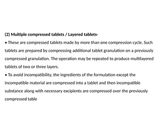tablet dosage form introduction and its some types | PPTX