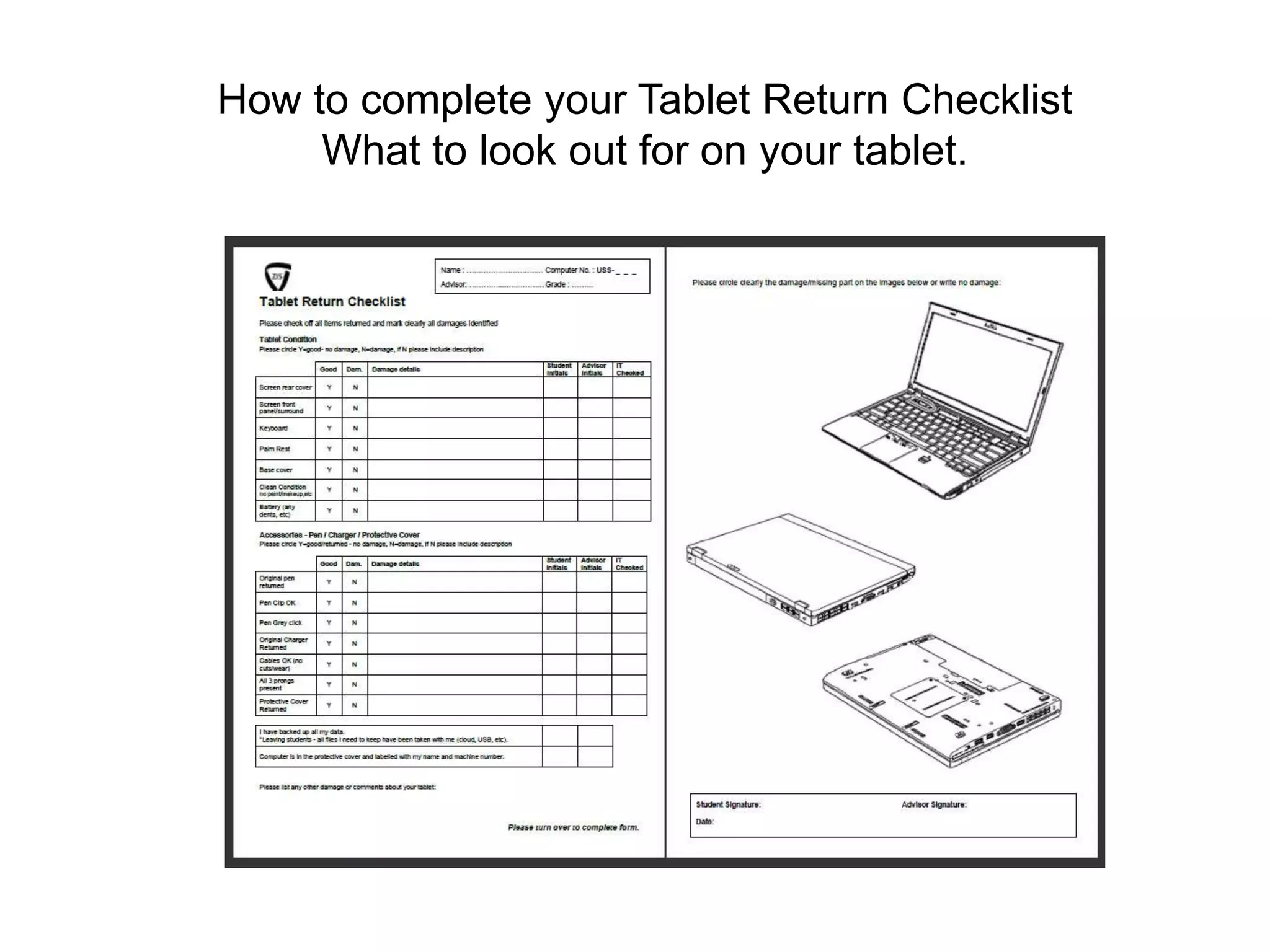 Tablet checklist damage | PPTX