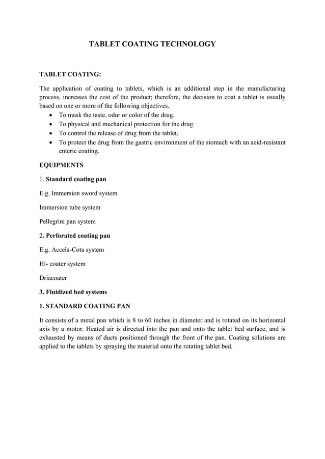 Tablet coating technology | PDF | Digestive Disorders | Diseases and Conditions
