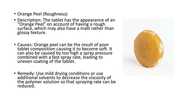 Tablet coating defects and their remedies | PPTX | Skin and Dermatology ...