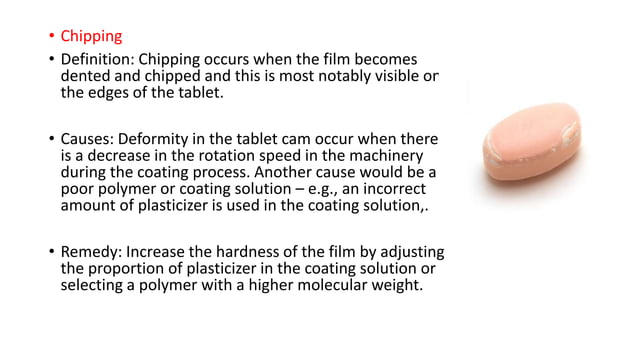 Tablet coating defects and their remedies | PPTX | Skin and Dermatology ...