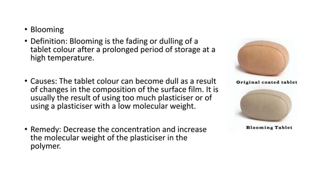 Tablet coating defects and their remedies | PPTX | Skin and Dermatology ...