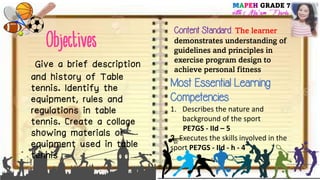 Table tennis (PHYSICAL EDUCATION LESSON) | PDF