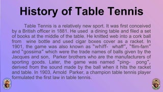 Table Tennis- individual and dual sports | PPTX