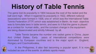 Table Tennis- individual and dual sports | PPTX