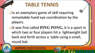 Table TennisPhysical Education-second semester | PPTX