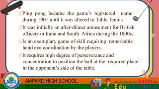 Table TennisPhysical Education-second semester | PPT