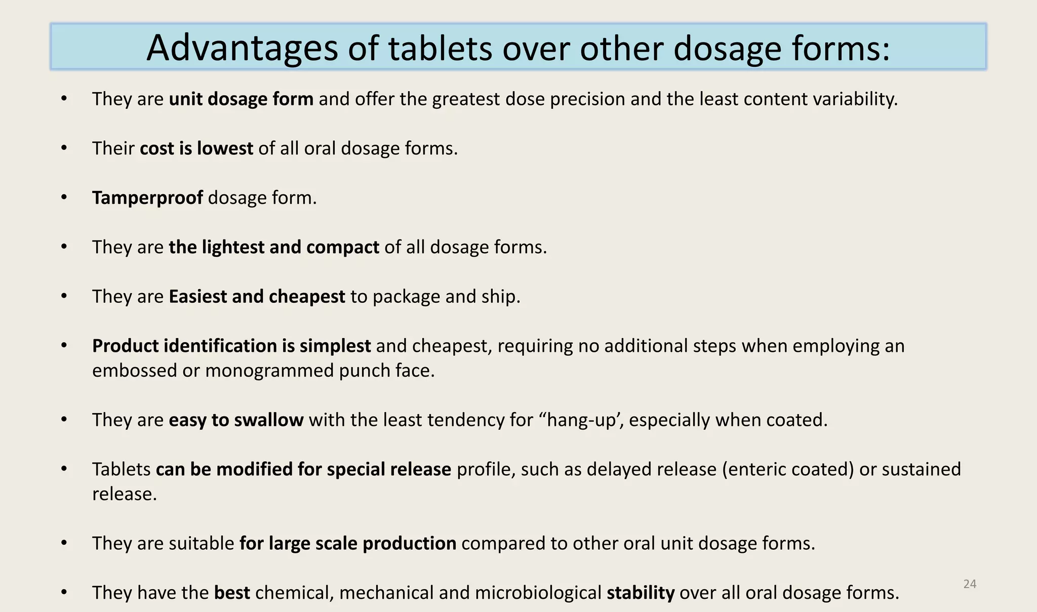 Tablet formulation, manufacturing, adv. and disadvantages | PPT