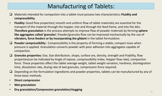 Tablet formulation, manufacturing, adv. and disadvantages | PPT