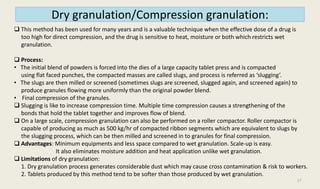 Tablet formulation, manufacturing, adv. and disadvantages | PPT