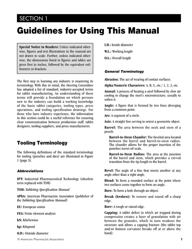 Tableting specifications manual | PDF