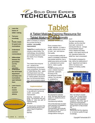 Tablet Making: Training Resource for Tablet Making Professionals | PPTX