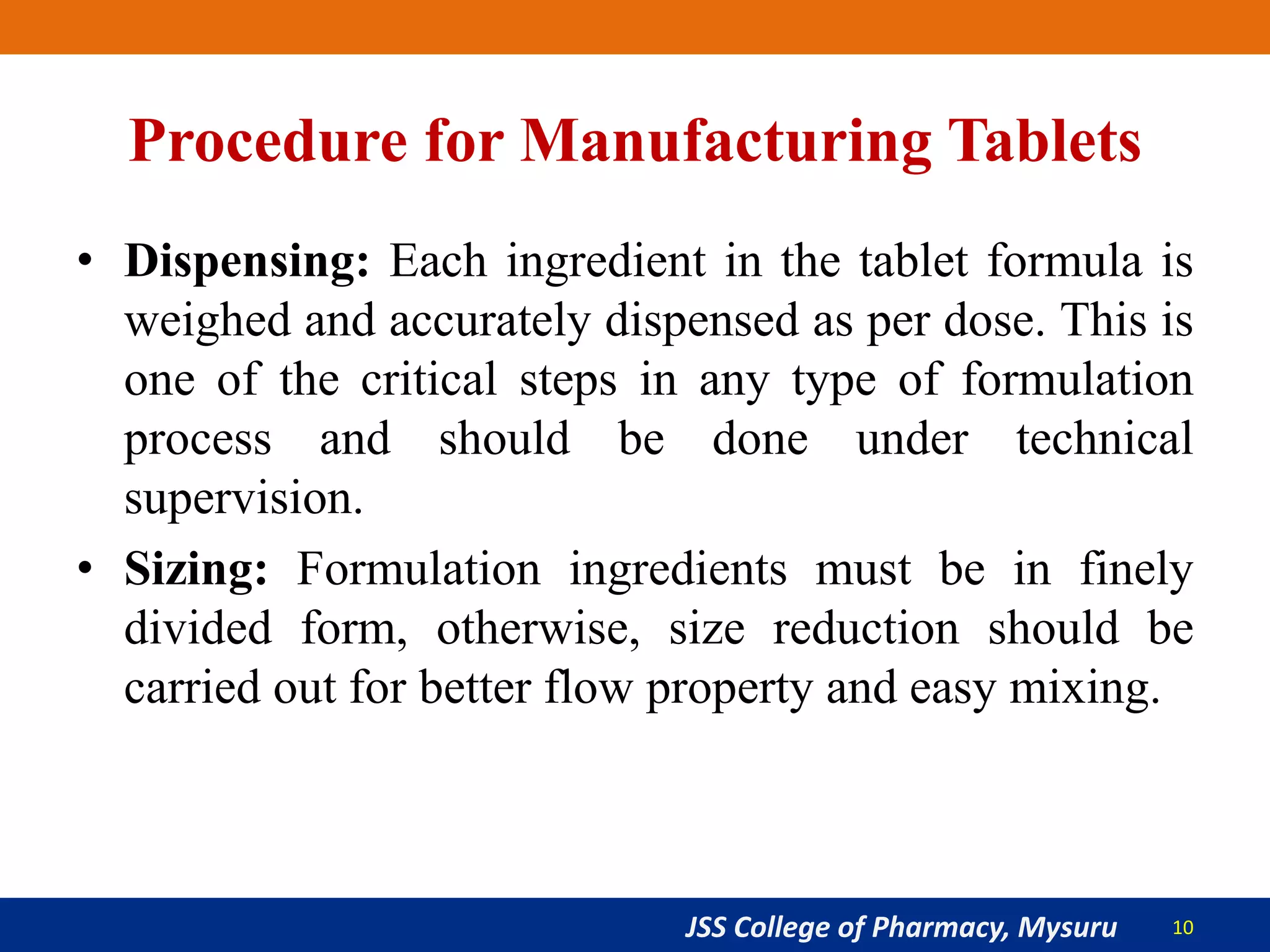 Tablet manufacturing process | PPTX