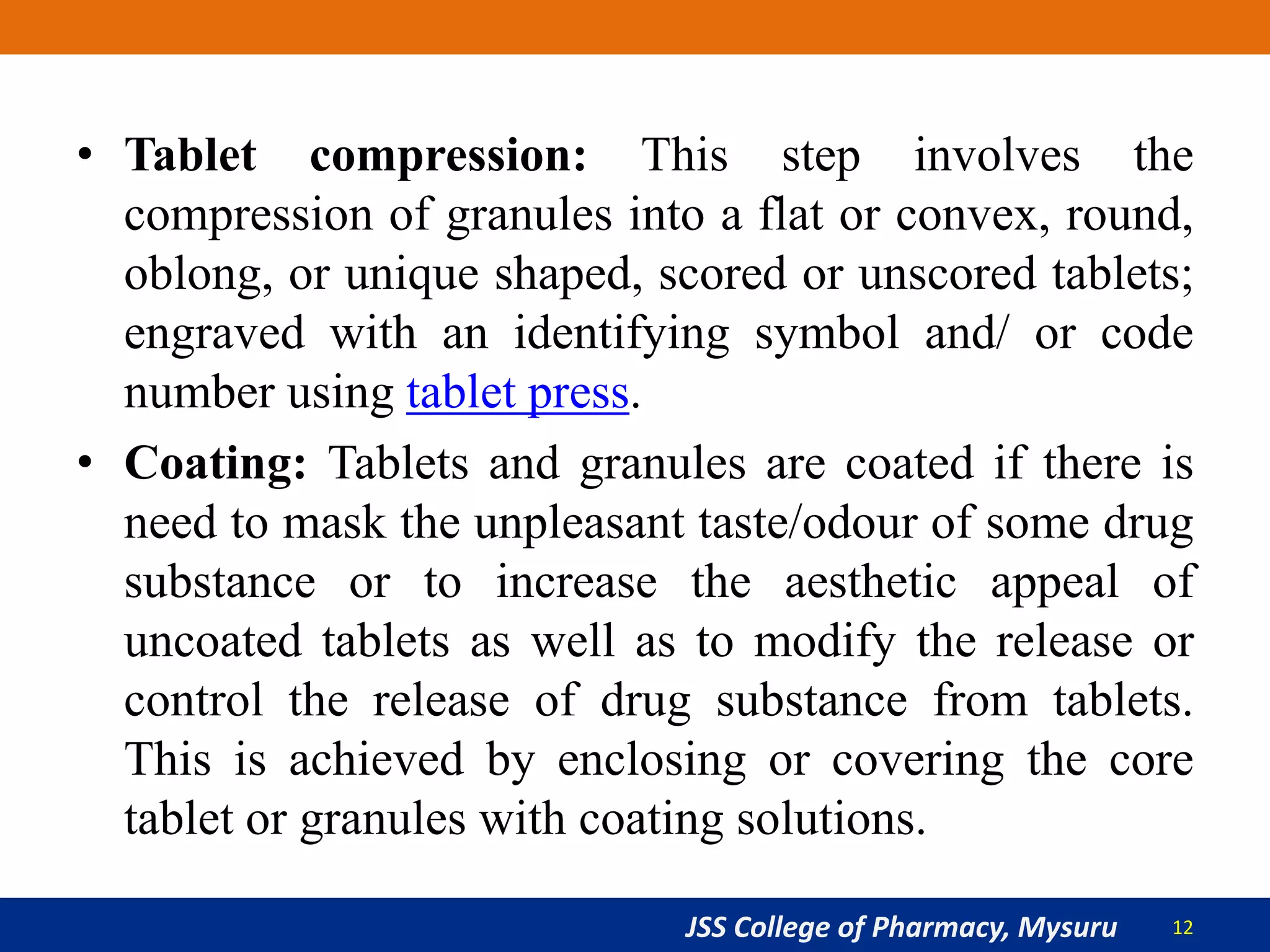 Tablet manufacturing process | PPTX