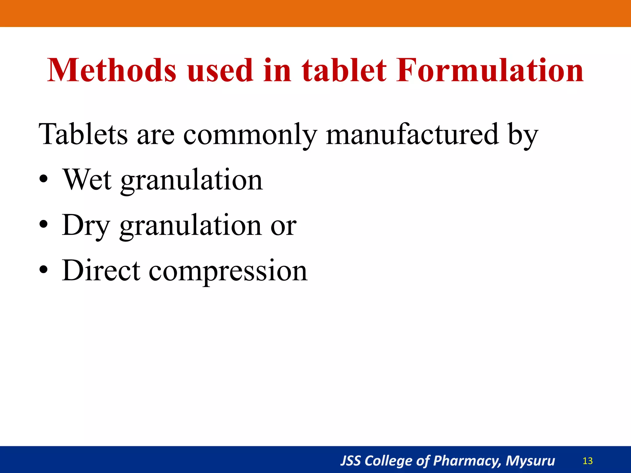 Tablet manufacturing process | PPTX