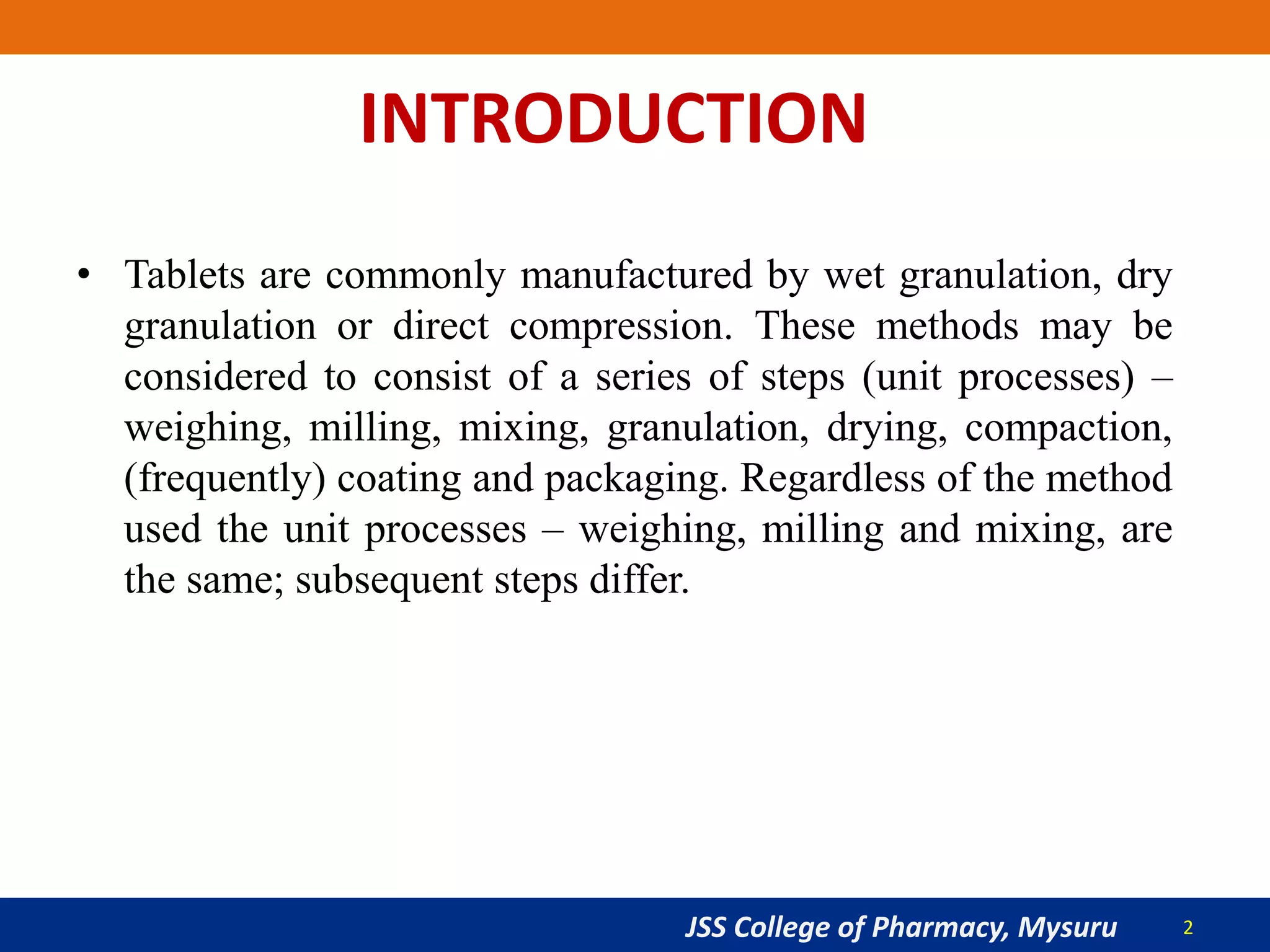 Tablet manufacturing process | PPTX