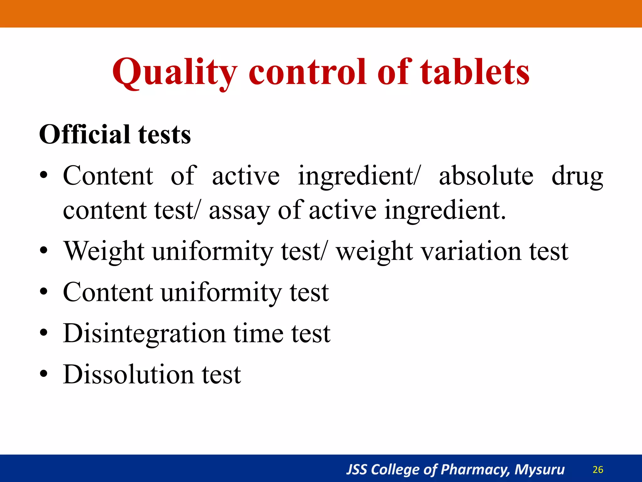 Tablet manufacturing process | PPTX