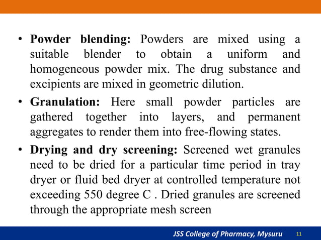 Tablet manufacturing process | PPTX | Pharmaceutical Industry | Industries
