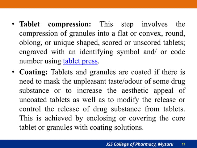 Tablet manufacturing process | PPTX | Pharmaceutical Industry | Industries