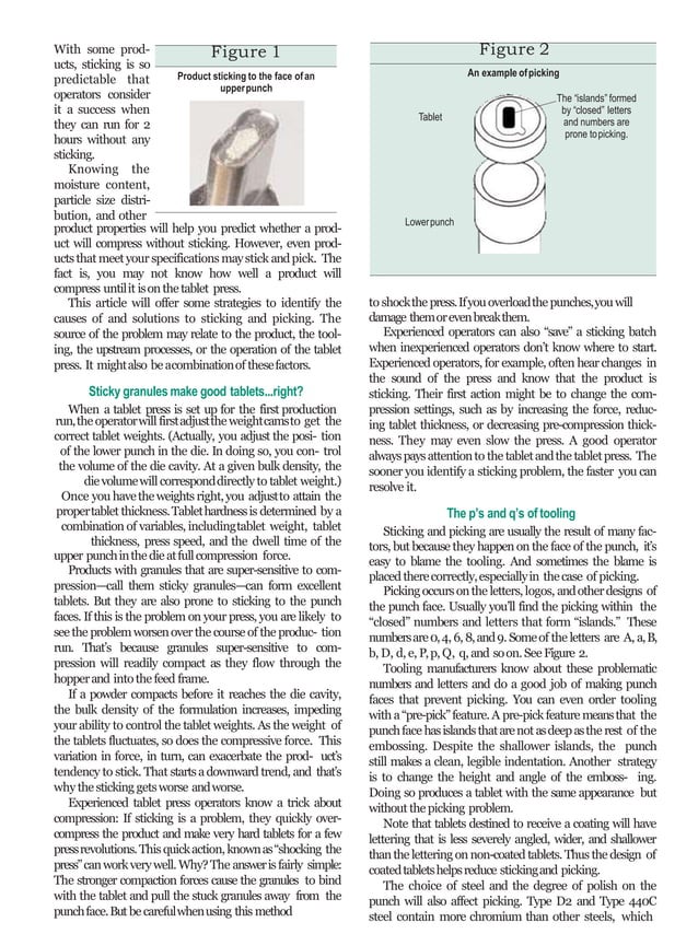 Tablet press operation: Sticking and Picking | PDF