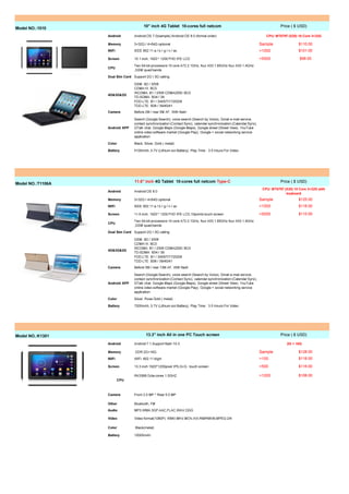 Tablet Price List
