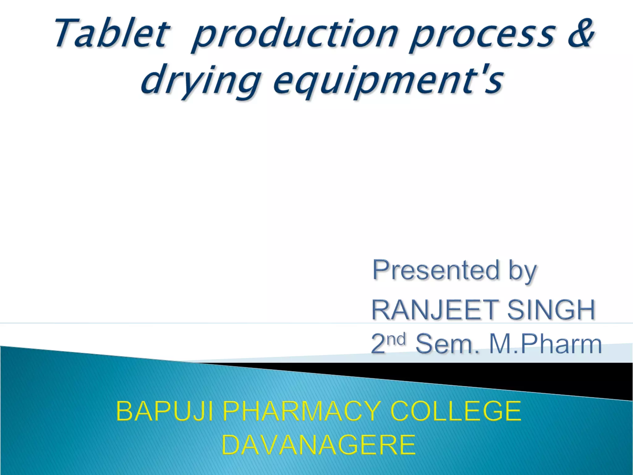 Tablet production process by ranjeet singh | PPT