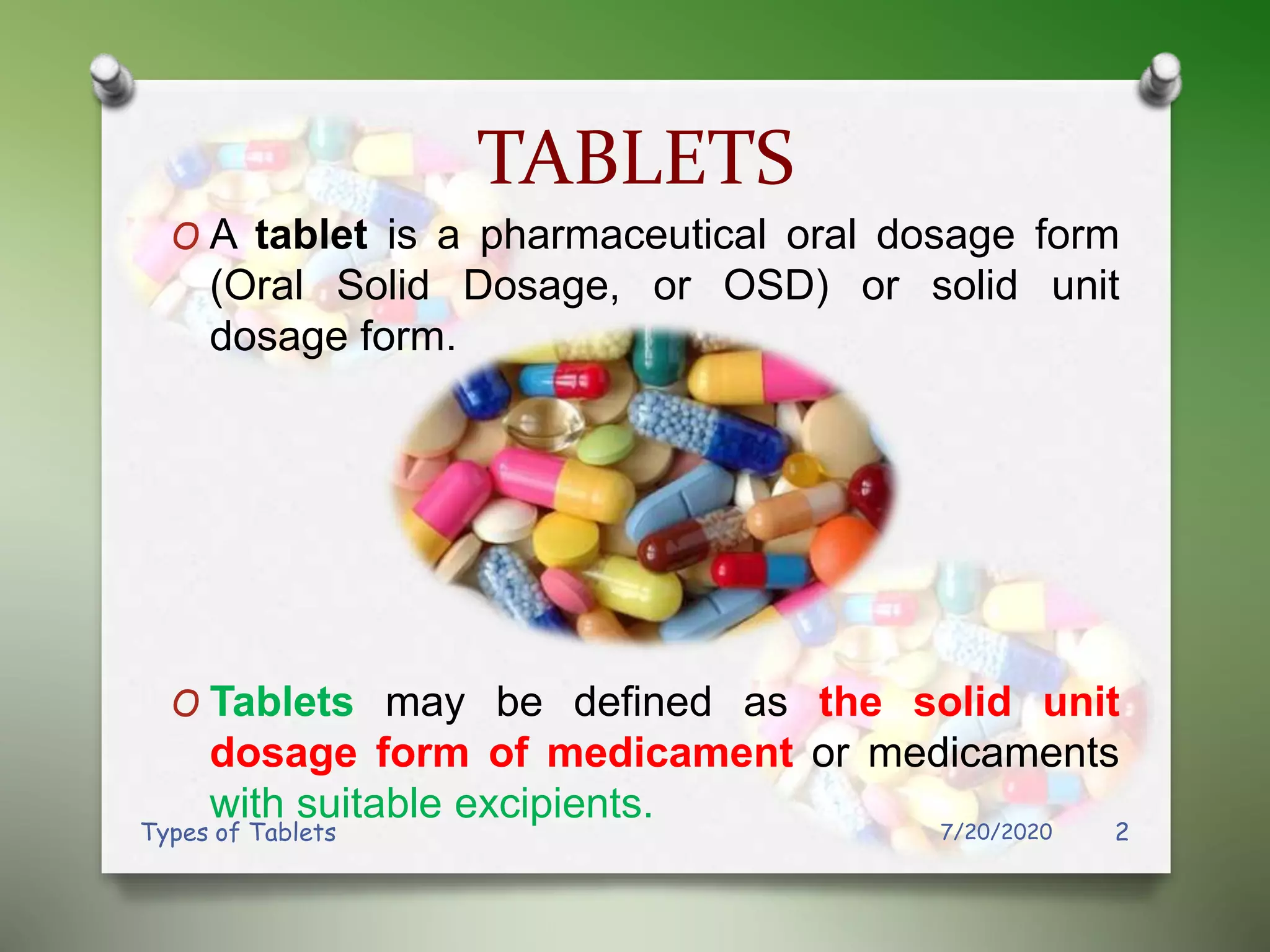 Tablets (Types of tablets) | PPTX