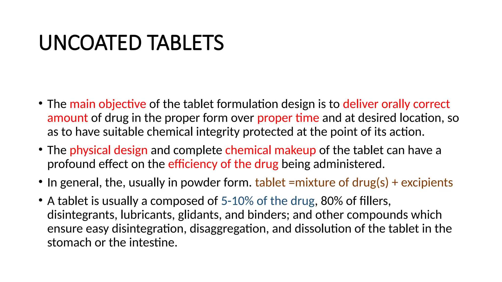 TABLETS- Coated & uncoated tablet, various modified release tablets | PPTX