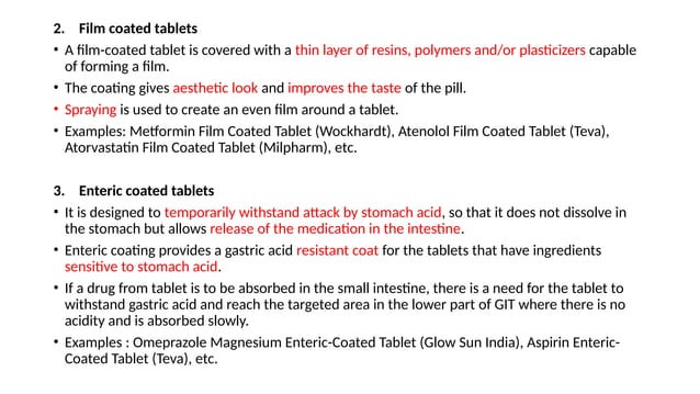 TABLETS- Coated & uncoated tablet, various modified release tablets | PPTX