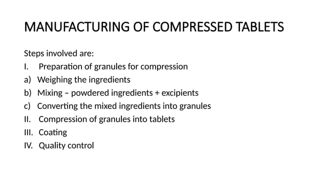 TABLETS- Coated & uncoated tablet, various modified release tablets | PPTX