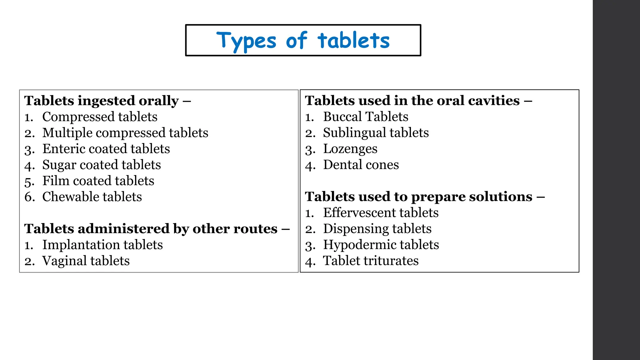 Tablet - Classification, Method of Preparation and Evaluation | PPTX