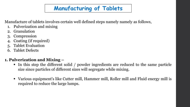 Tablet - Classification, Method of Preparation and Evaluation | PPTX ...