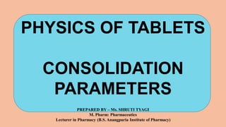 Tablets consolidation parameters | PDF
