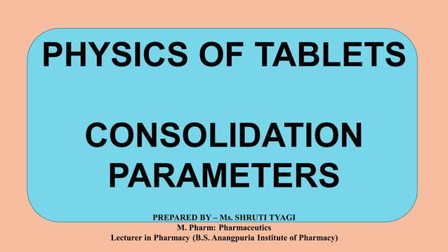 Tablets consolidation parameters | PDF