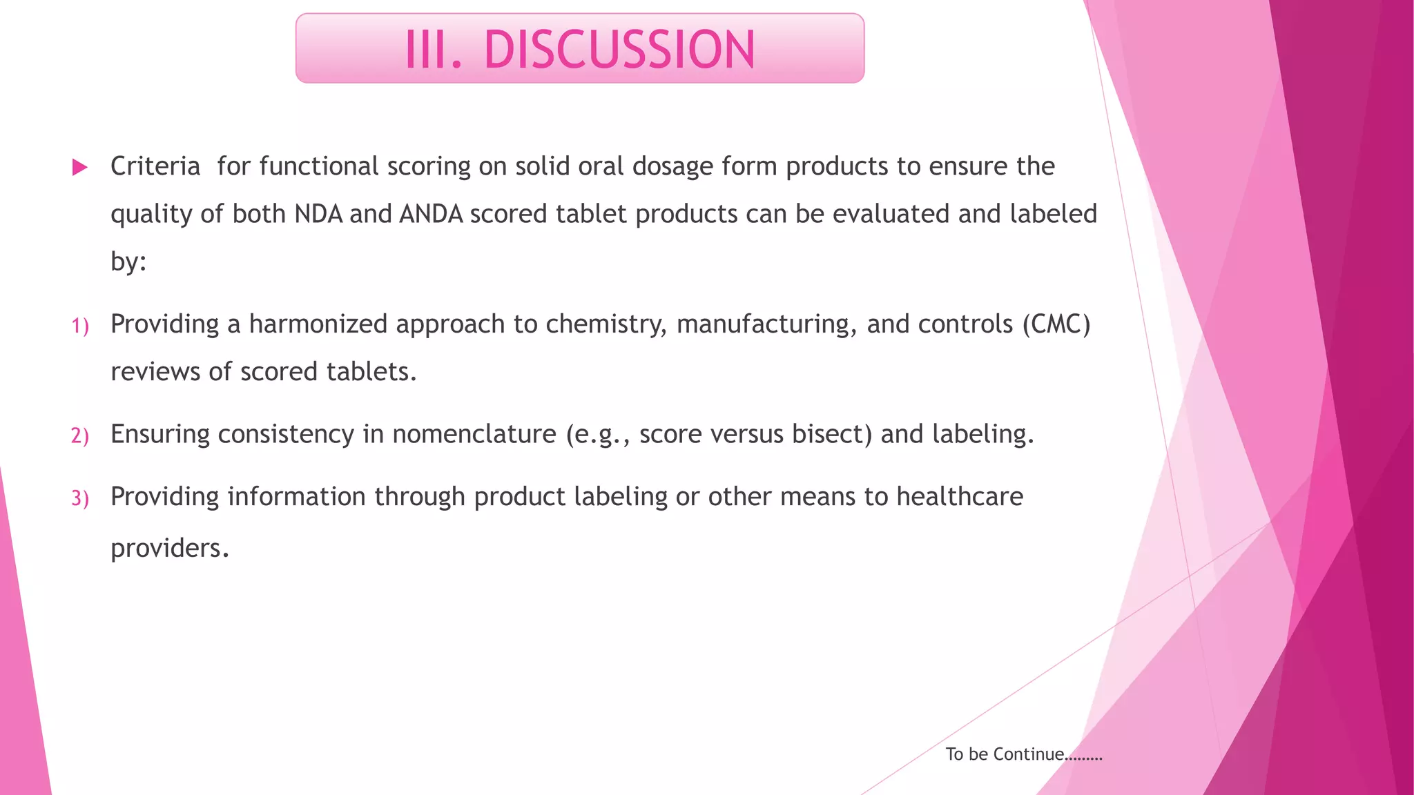 Guidance For Industry Tablet Scoring: Nomenclature, Labeling, and Data ...