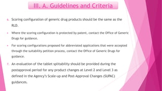 Guidance For Industry Tablet Scoring: Nomenclature, Labeling, and Data ...