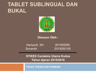Tablet sublingual dan bukal | PPTX