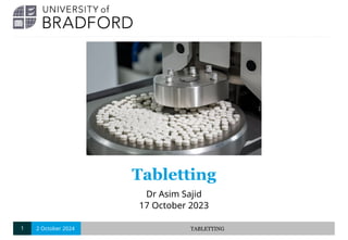 Tabletting different components and manufacturing technologies | PPTX