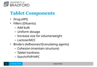 Tabletting different components and manufacturing technologies | PPTX