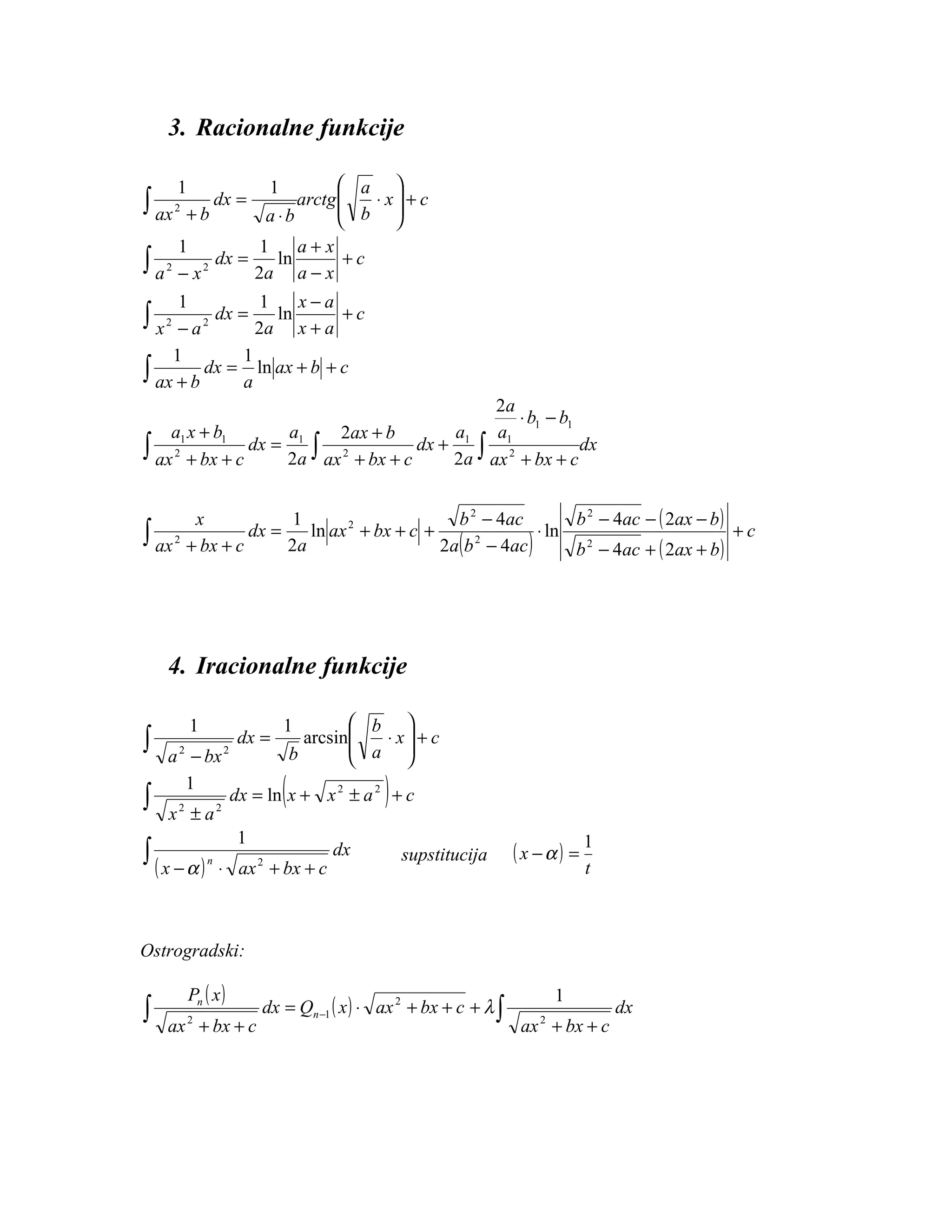 Tablica integrala | DOC