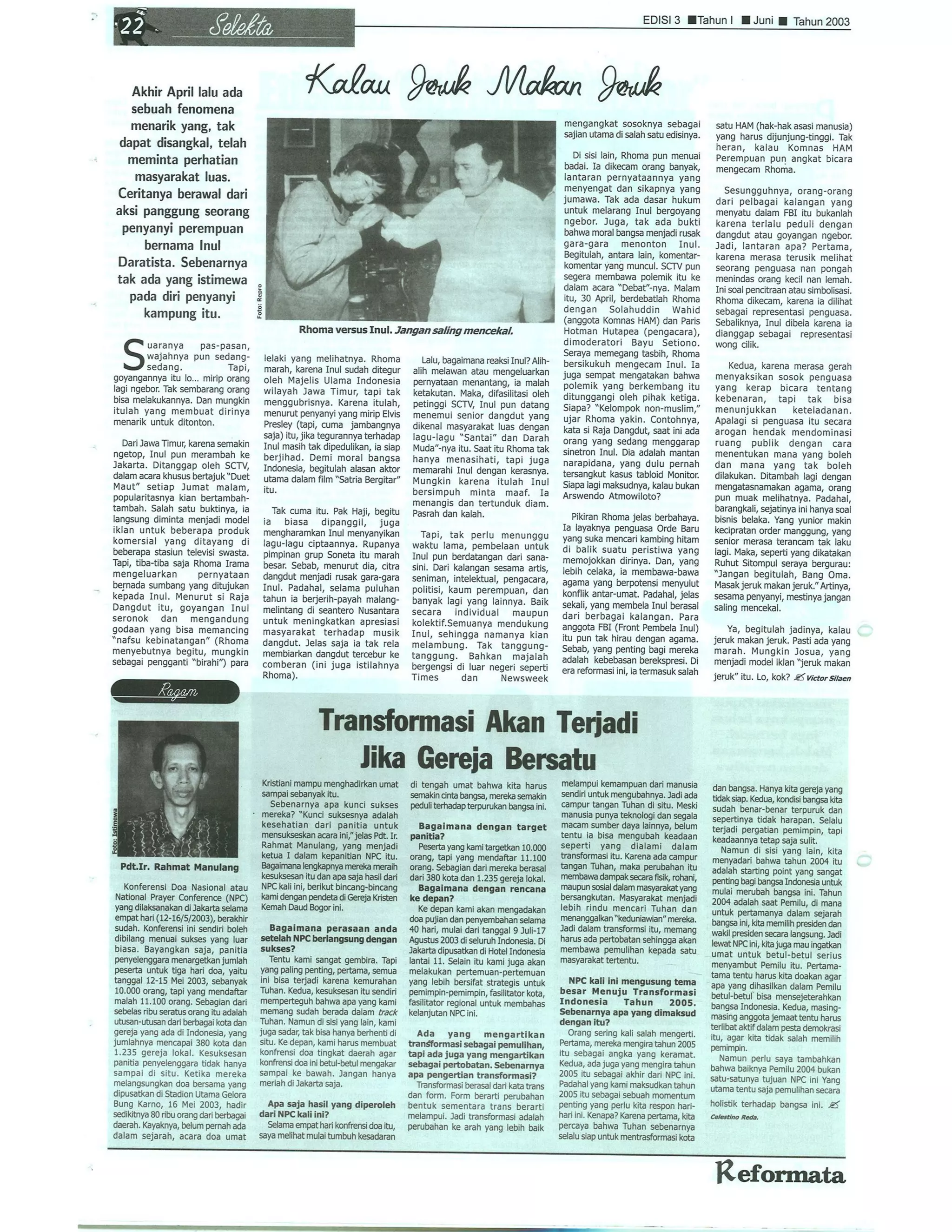 Tabloid reformata edisi 3, juni 2003 | PDF