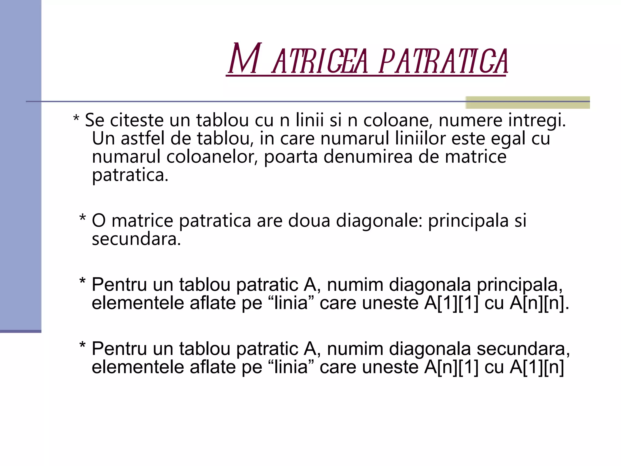Tablouri bidimensionale | PPT