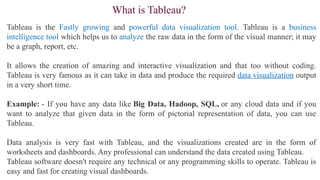 Data Visualization with tableau /introduction of Tableau | PPTX