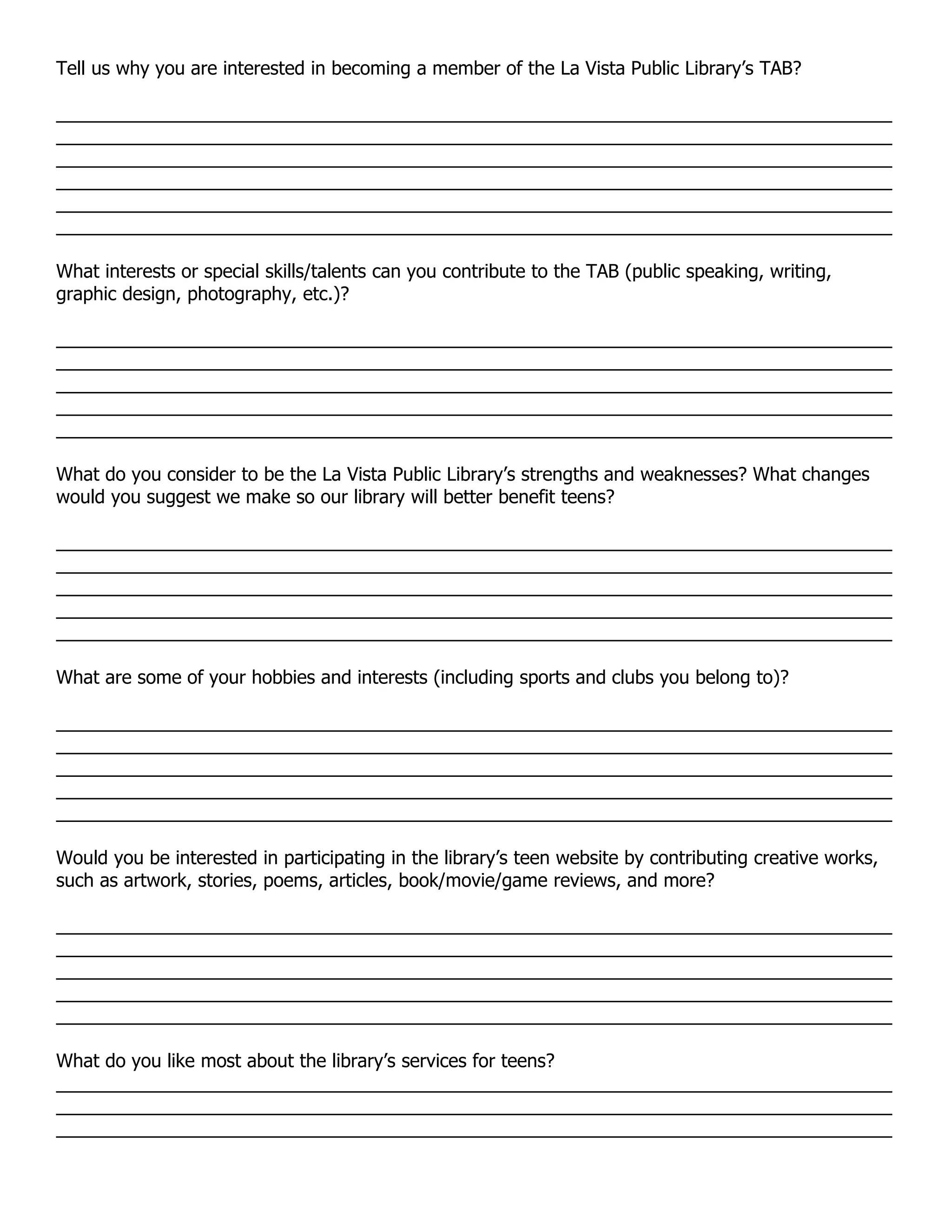 TAB Membership Application & Rules Form Examples | DOC