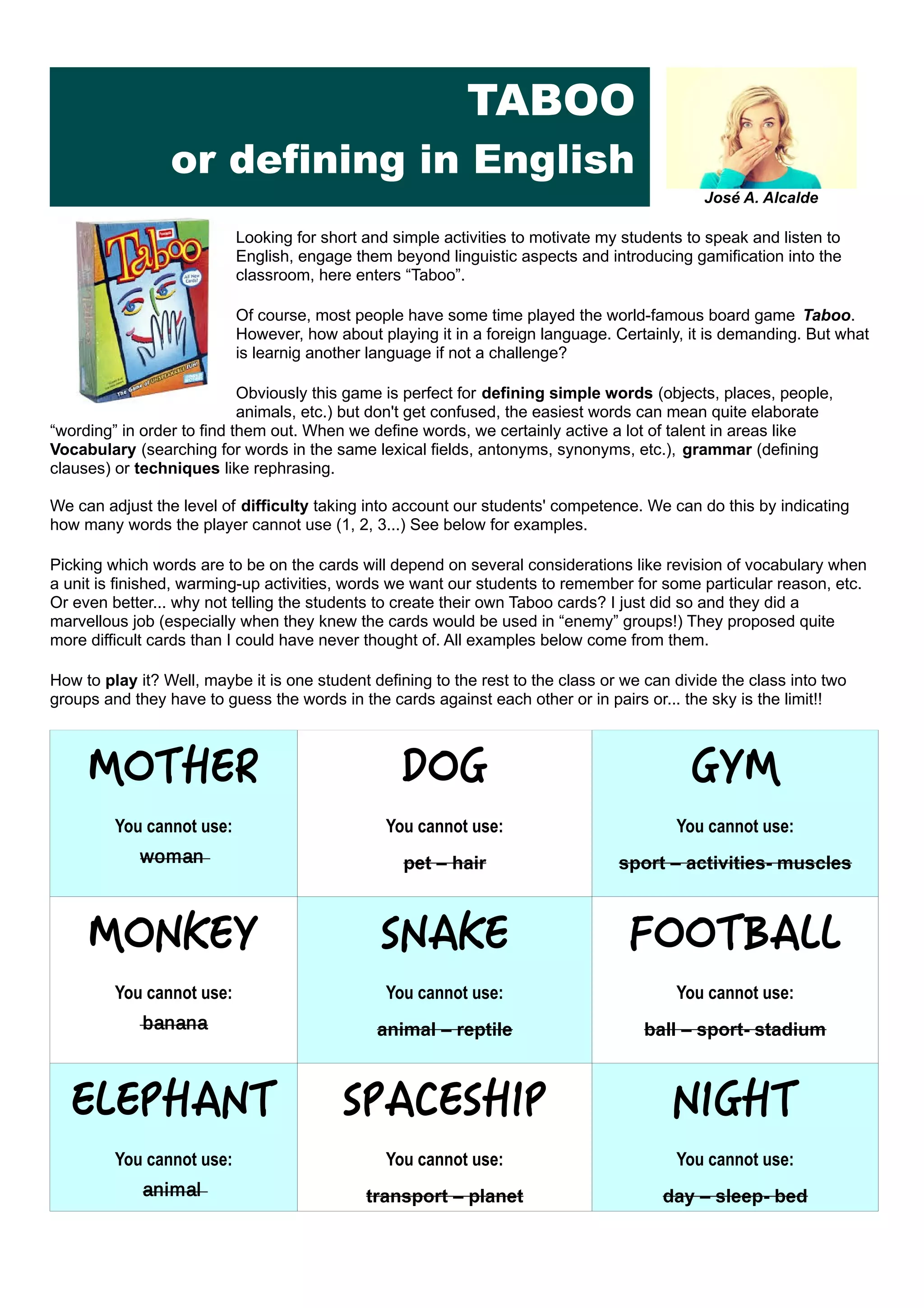 Taboo / Defining in English | PDF