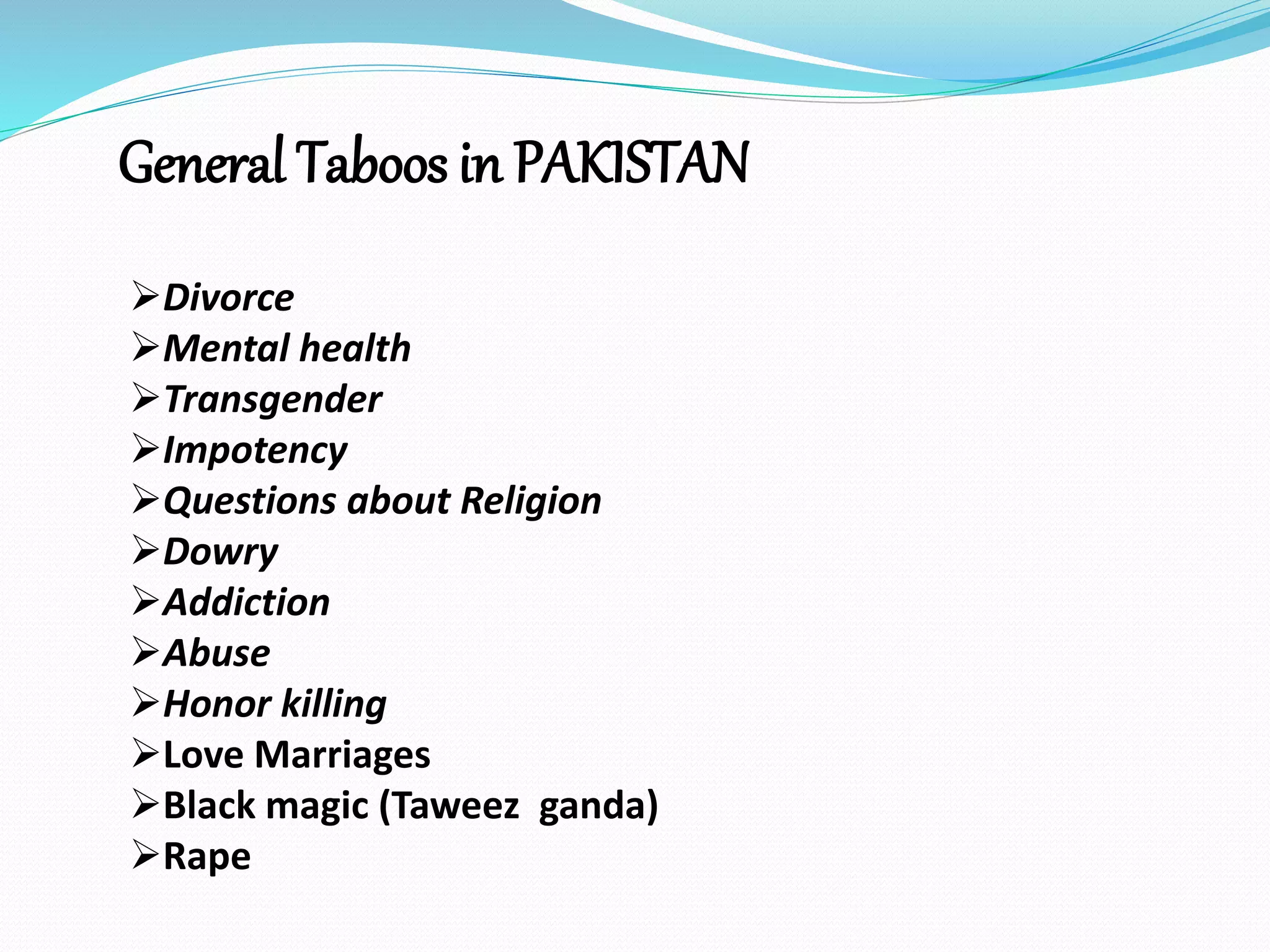 Taboos in pakistan | PPT