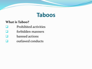 Taboos in pakistan | PPTX