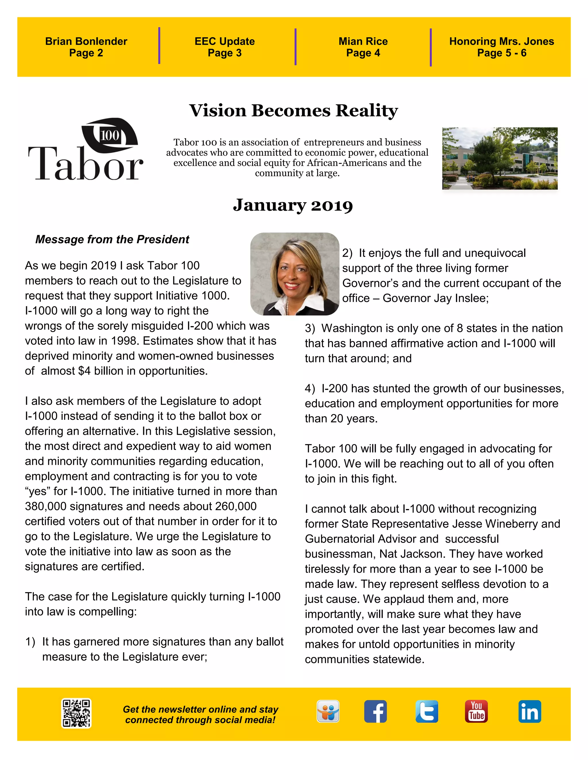 Tabor 100 January 2019 Newsletter | PDF