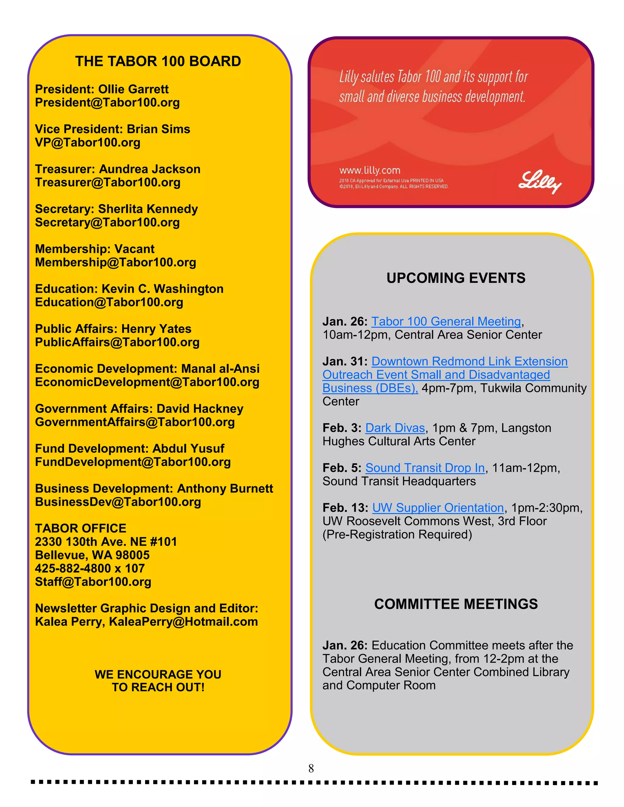 Tabor 100 January 2019 Newsletter | PDF